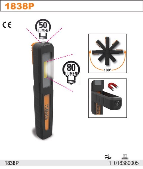 Latarka inspekcyjna LED bezprzewodowa z funkcjami latarki i lampy 1838P ...